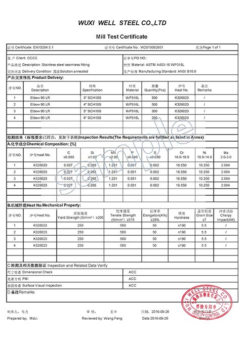 Certificate-Wuxi Well Steel Co., Ltd